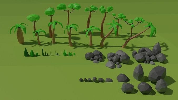 Lowpoly tropical island pack collection free VR / AR / low-poly 3D ...
