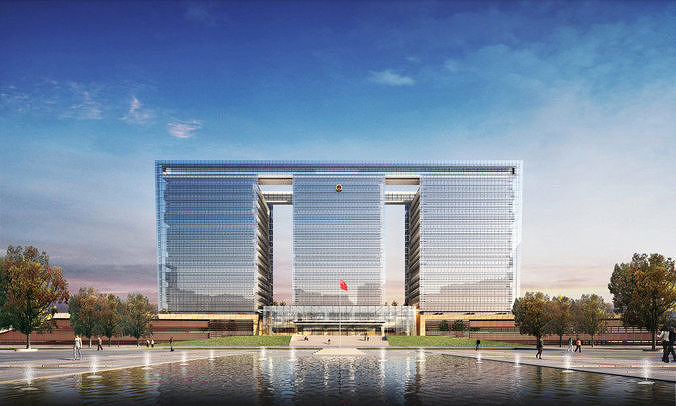 SU model of civic center square and government office building 3D model ...