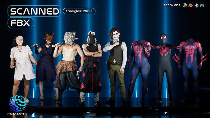 3D Scanned and Optimised - 8 Posed Cosplay Models Pack 2 3D model ...