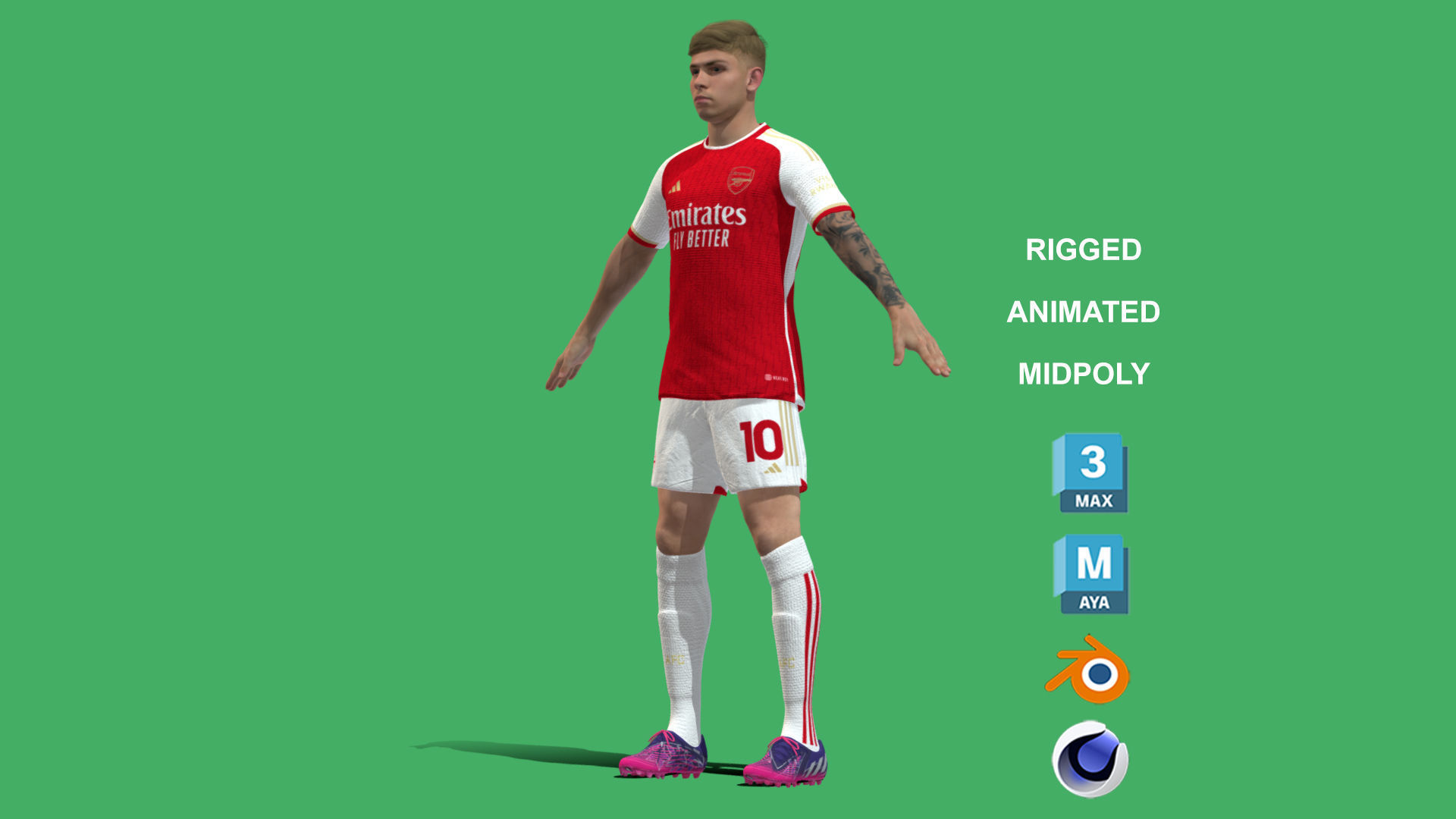 3D Rigged Emile Smith Rowe 2024 3D model animated rigged | CGTrader