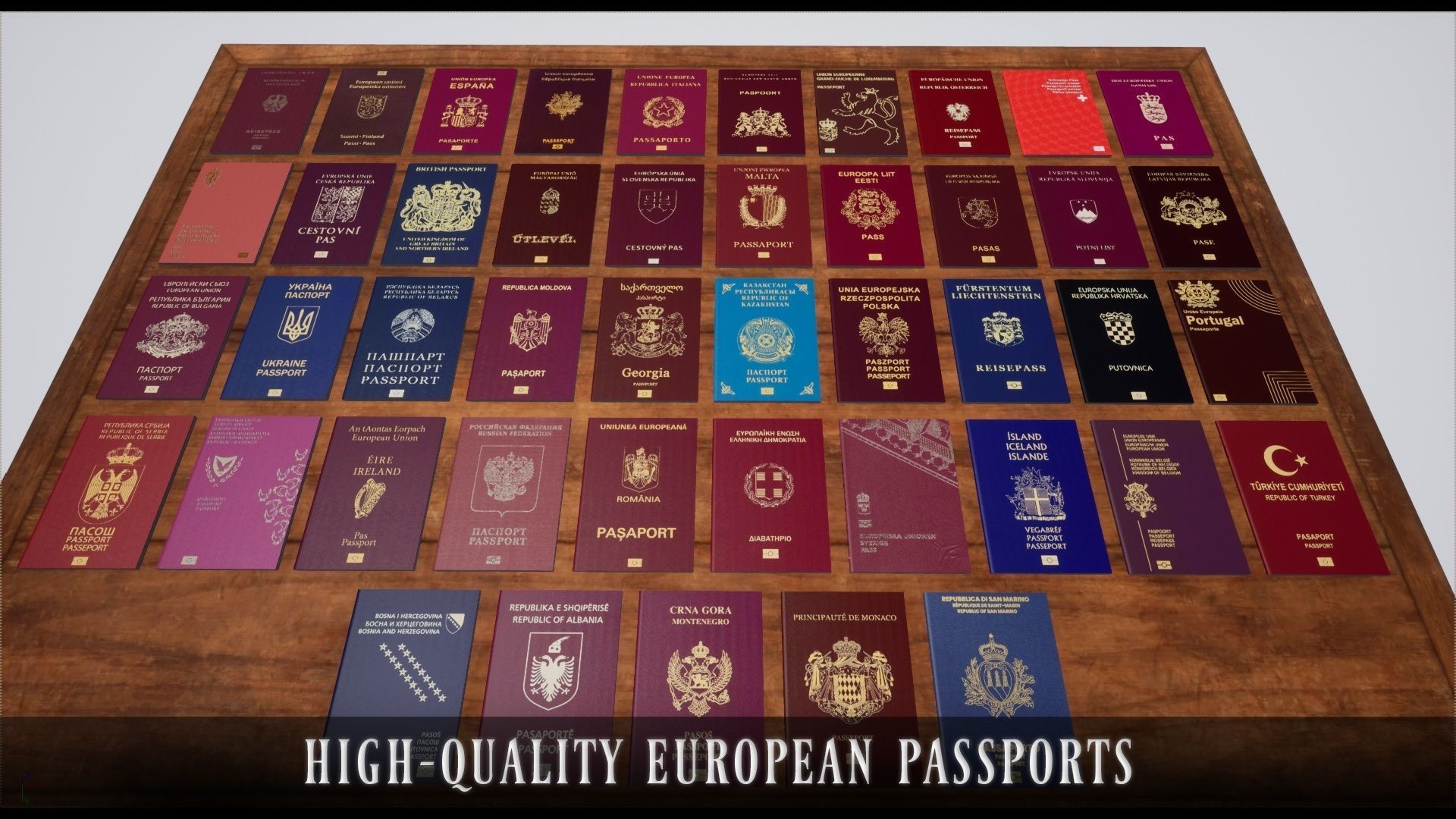 3D model International Passports - Europe Edition VR / AR / low-poly ...