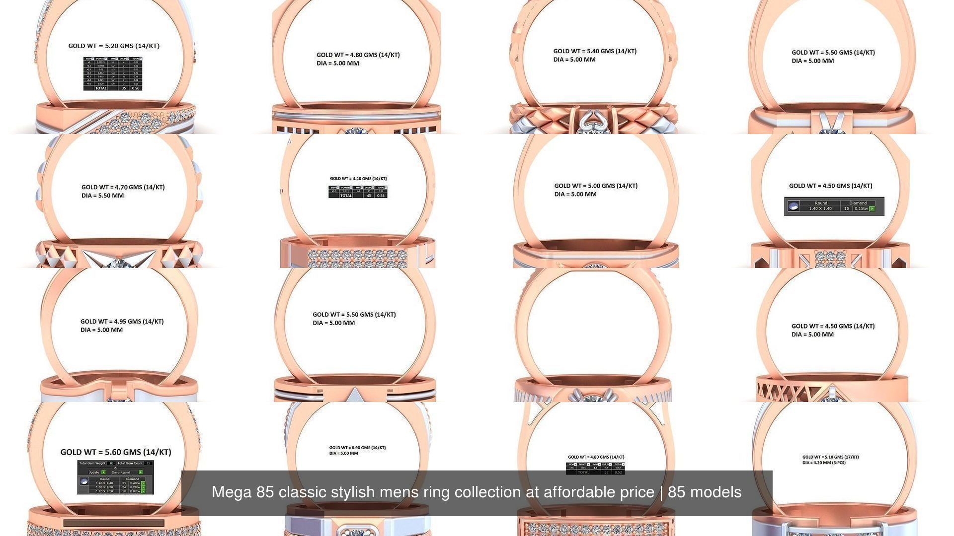 Mega 85 classic stylish mens ring collection at affordable price 3D ...