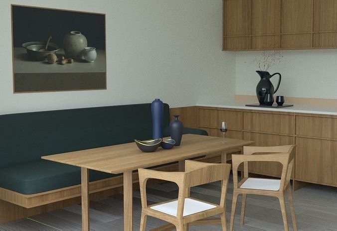 Dining set free 3D model | CGTrader