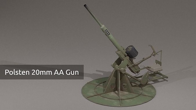 3D model British Polsten 20mm Anti-Air Gun VR / AR / low-poly | CGTrader
