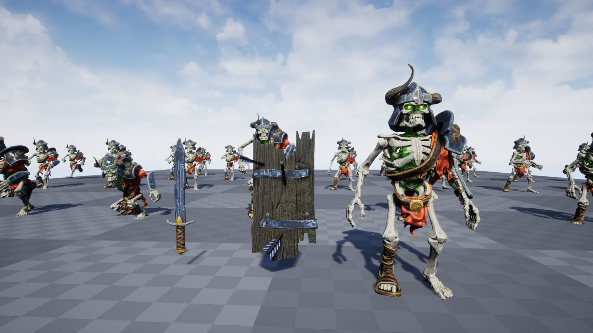 3D model Animated Game Ready Warrior Skeleton Character VR / AR / low ...