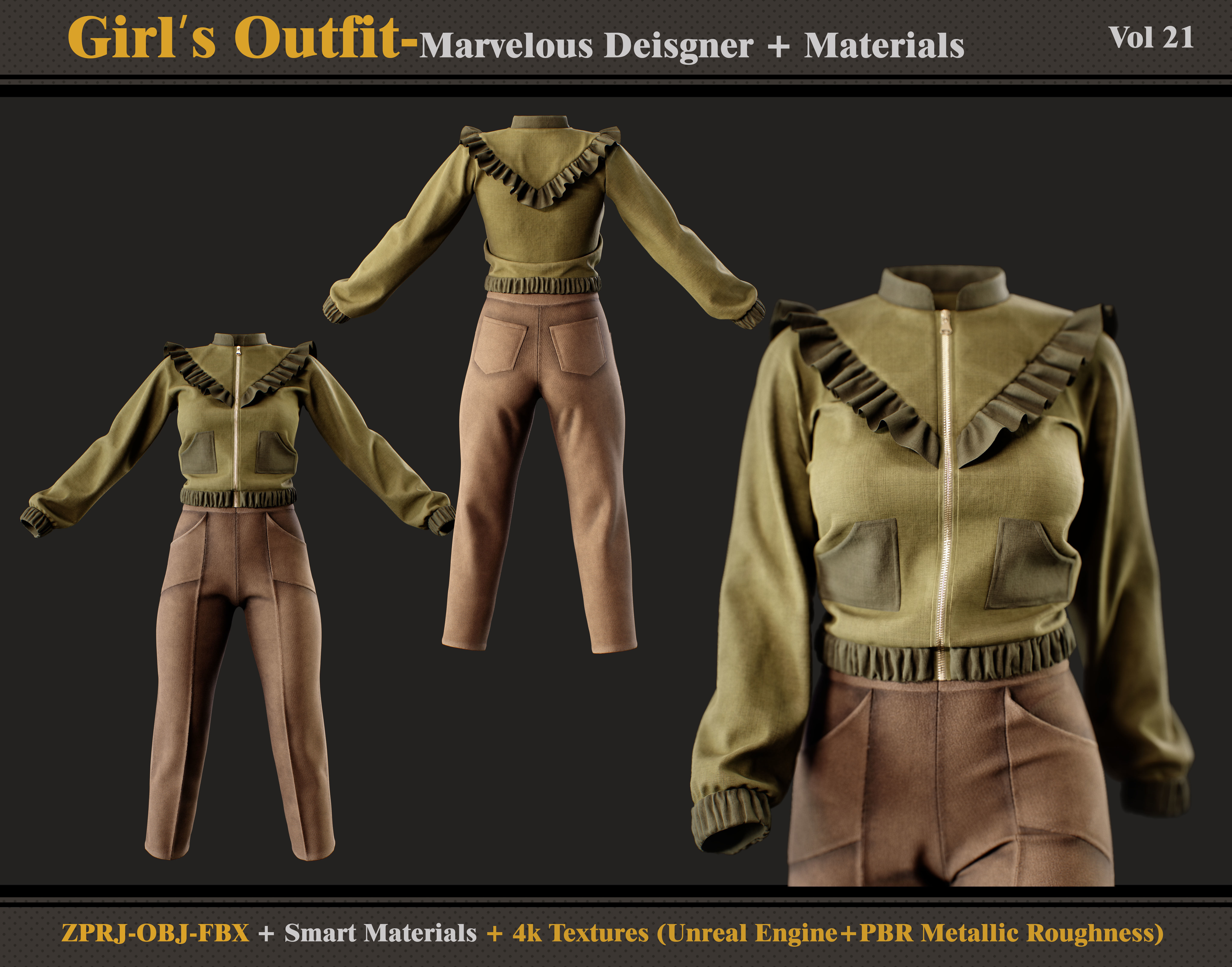 Girl Outfit- MD-Clo3d - OBJ - FBX- Materials-Textures- FREE free 3D ...