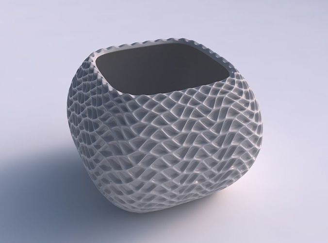 Bowl semi-quadratic with wavy grid piramides 3D model 3D printable ...