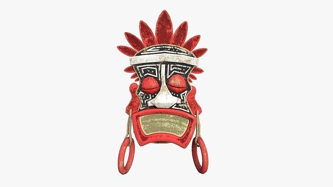 3D model Tribal Mask J02 Black Red - Costume Character Design VR / AR ...
