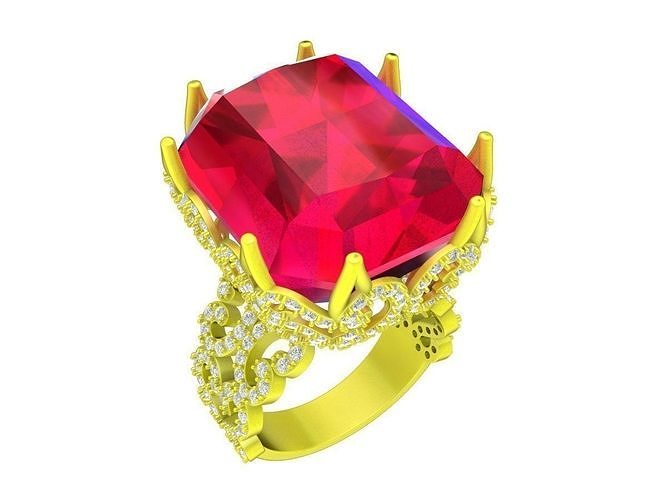 7182 Big Stone Art Diamond Ring For Women 3D model 3D printable | CGTrader