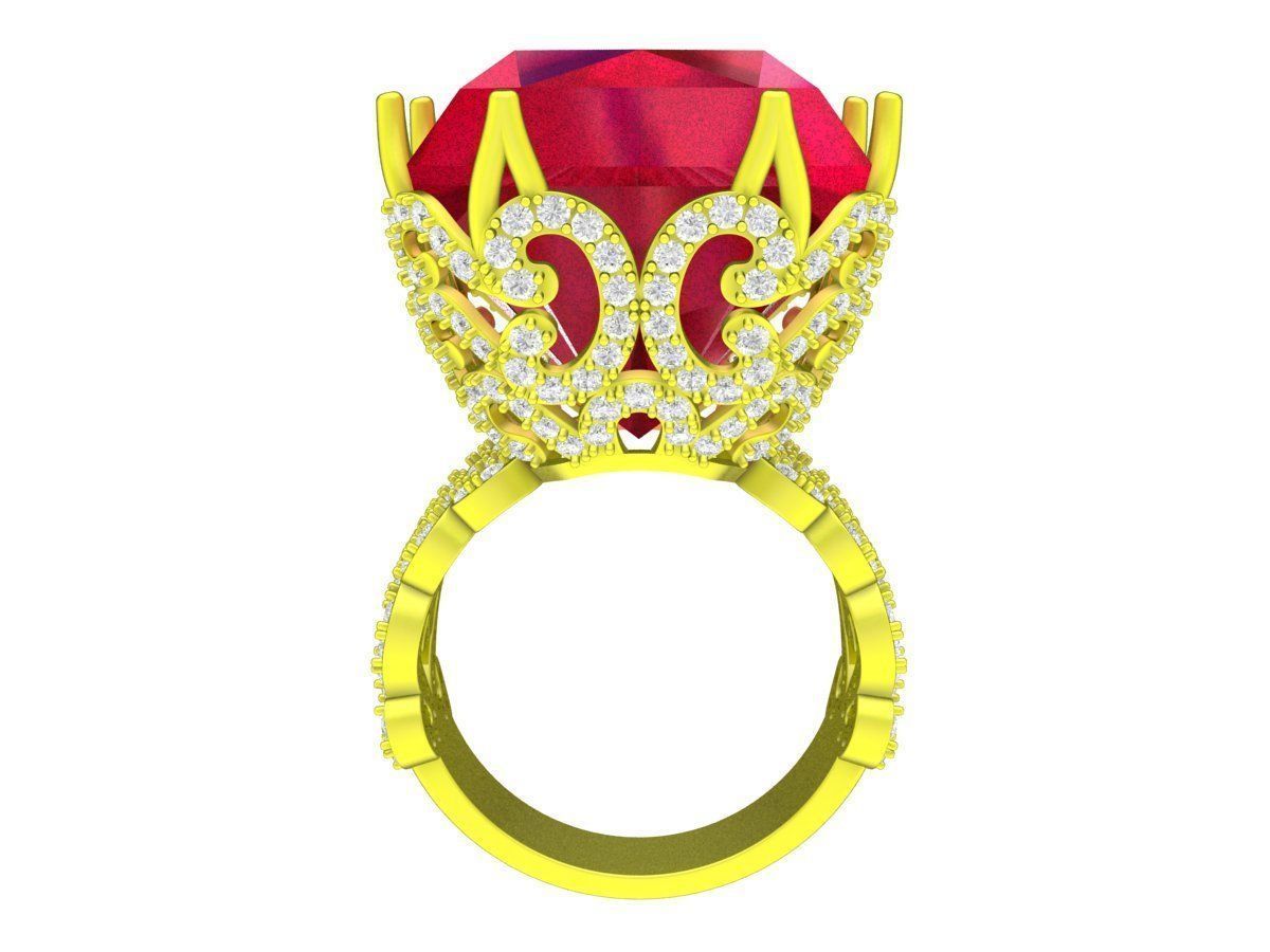 7182 Big Stone Art Diamond Ring For Women 3D model 3D printable | CGTrader