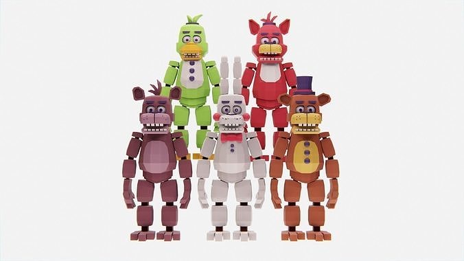 3D model Cute cartoon Animatronics character low poly fnaf VR / AR ...