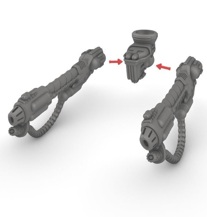 Cazador Double Chain Weapons And Heavy Flame Cannon-Separate 3D model ...