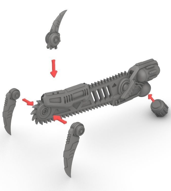 Cazador Double Chain Weapons And Heavy Flame Cannon-Separate 3D model ...