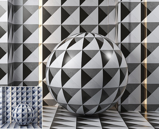4k - 2color - Art Geo Cement Deco Tiles -Seamless - pbr Texture | CGTrader