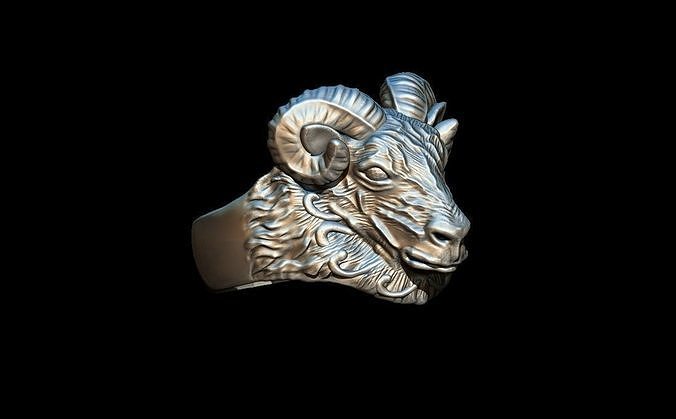 Goat ring 3D model 3D printable | CGTrader