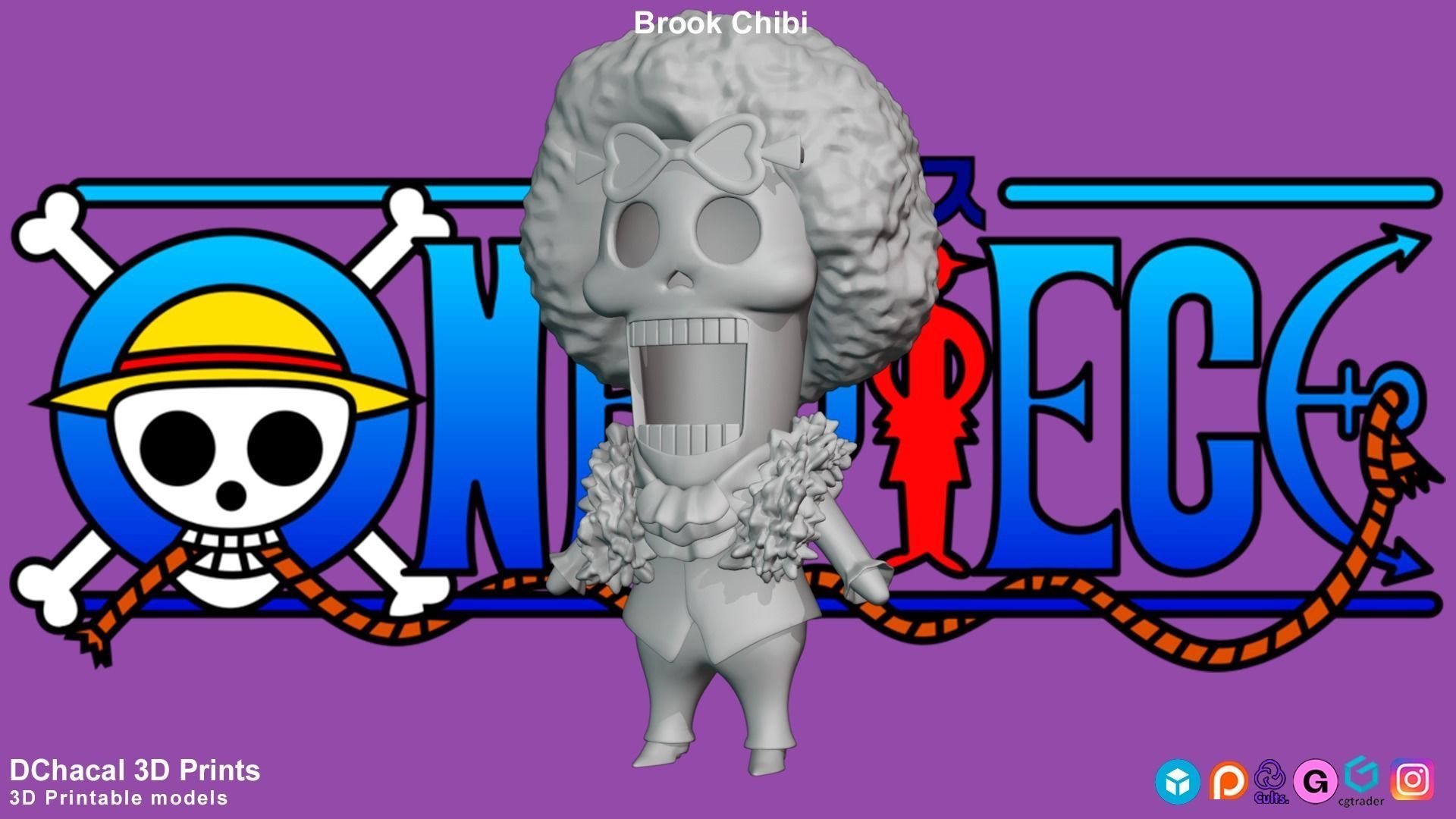 Brook Chibi - One Piece 3D model 3D printable | CGTrader