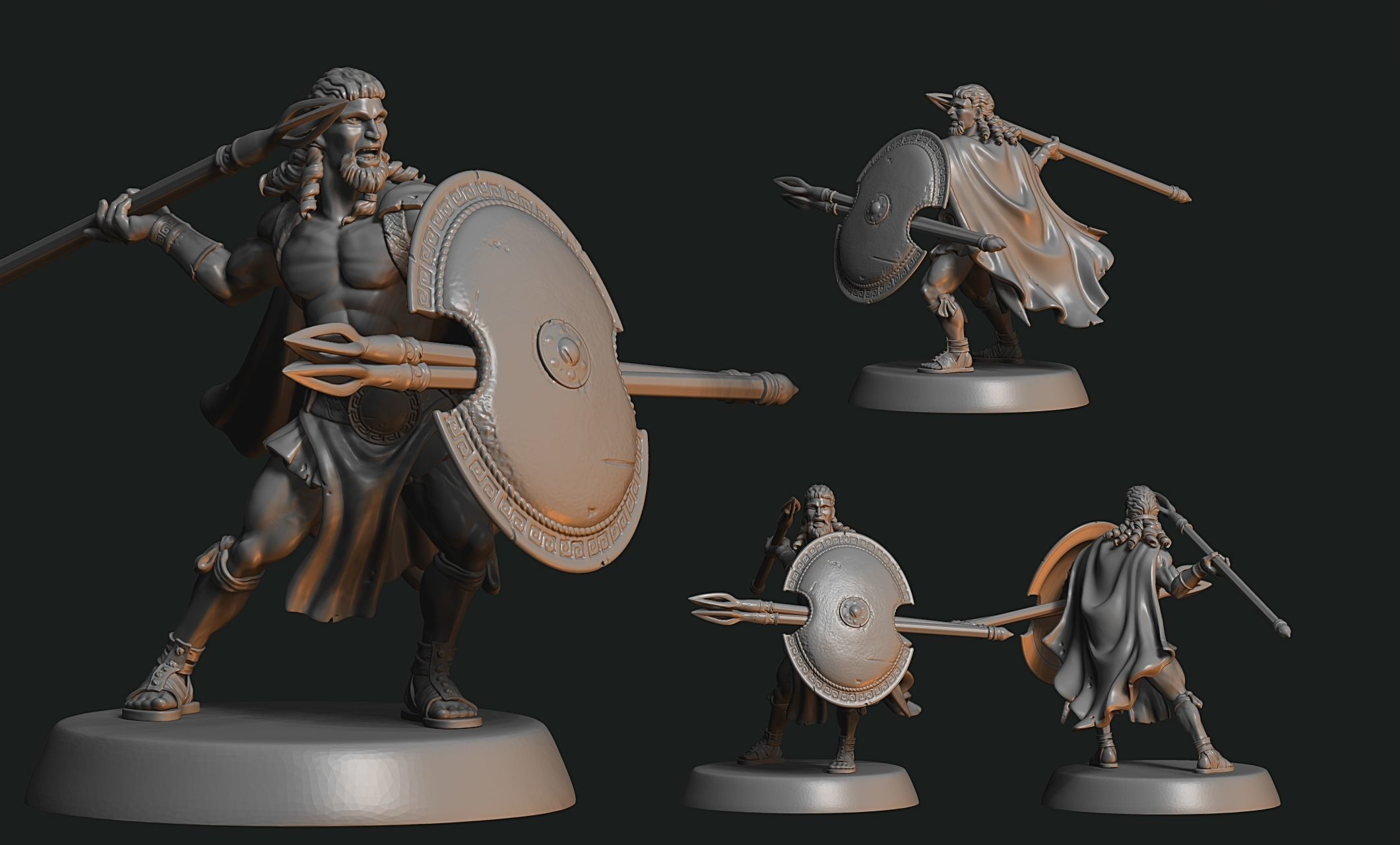 Ancient Greek Peltasta - Trathian Wolves - 32mm Miniatures 3D model 3D ...