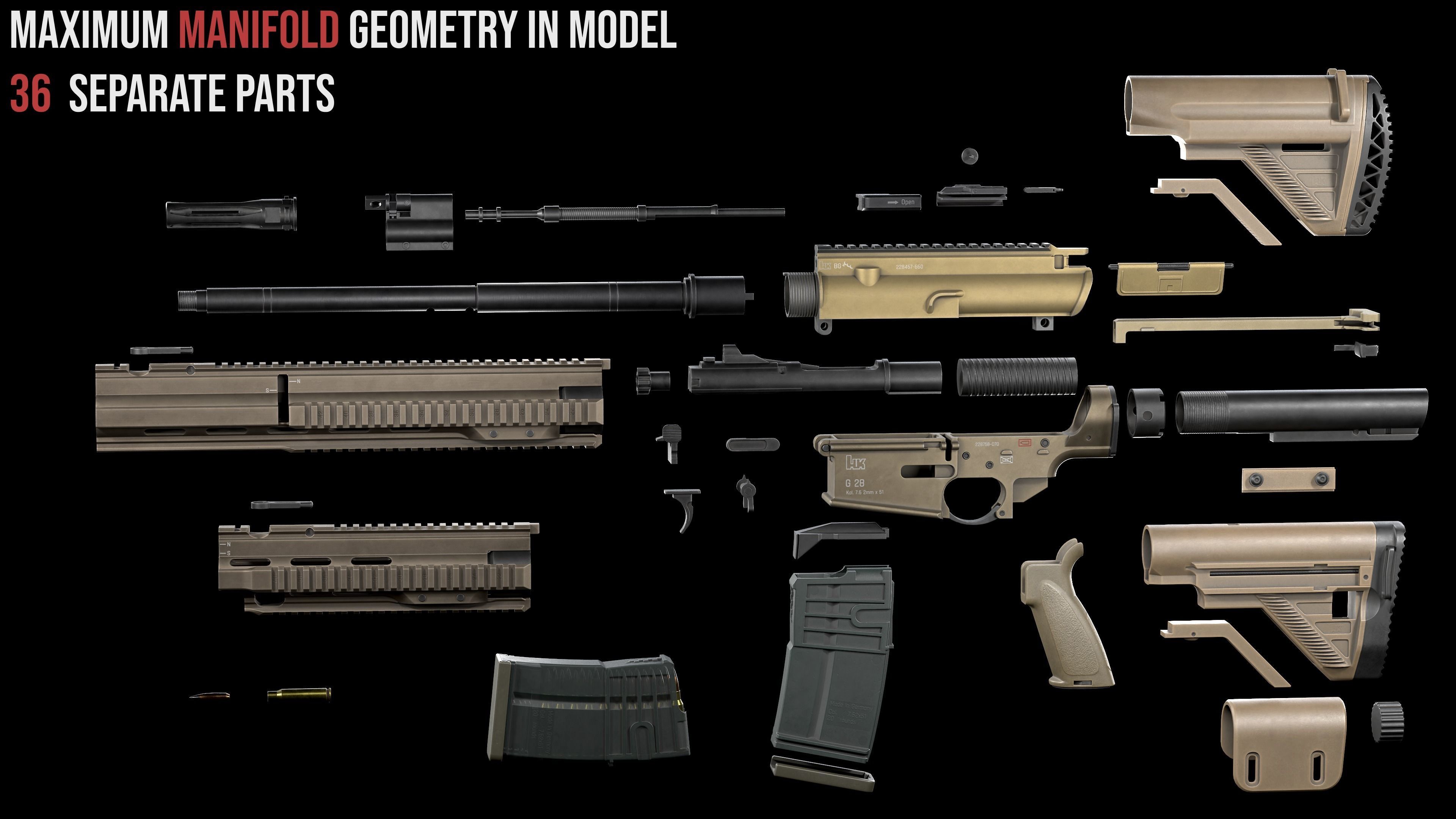 3D model Modular Sniper Rifle HK G28 standart VR / AR / low-poly | CGTrader