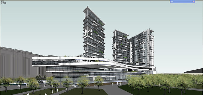 SU model of modern high-rise commercial office building 3D model | CGTrader