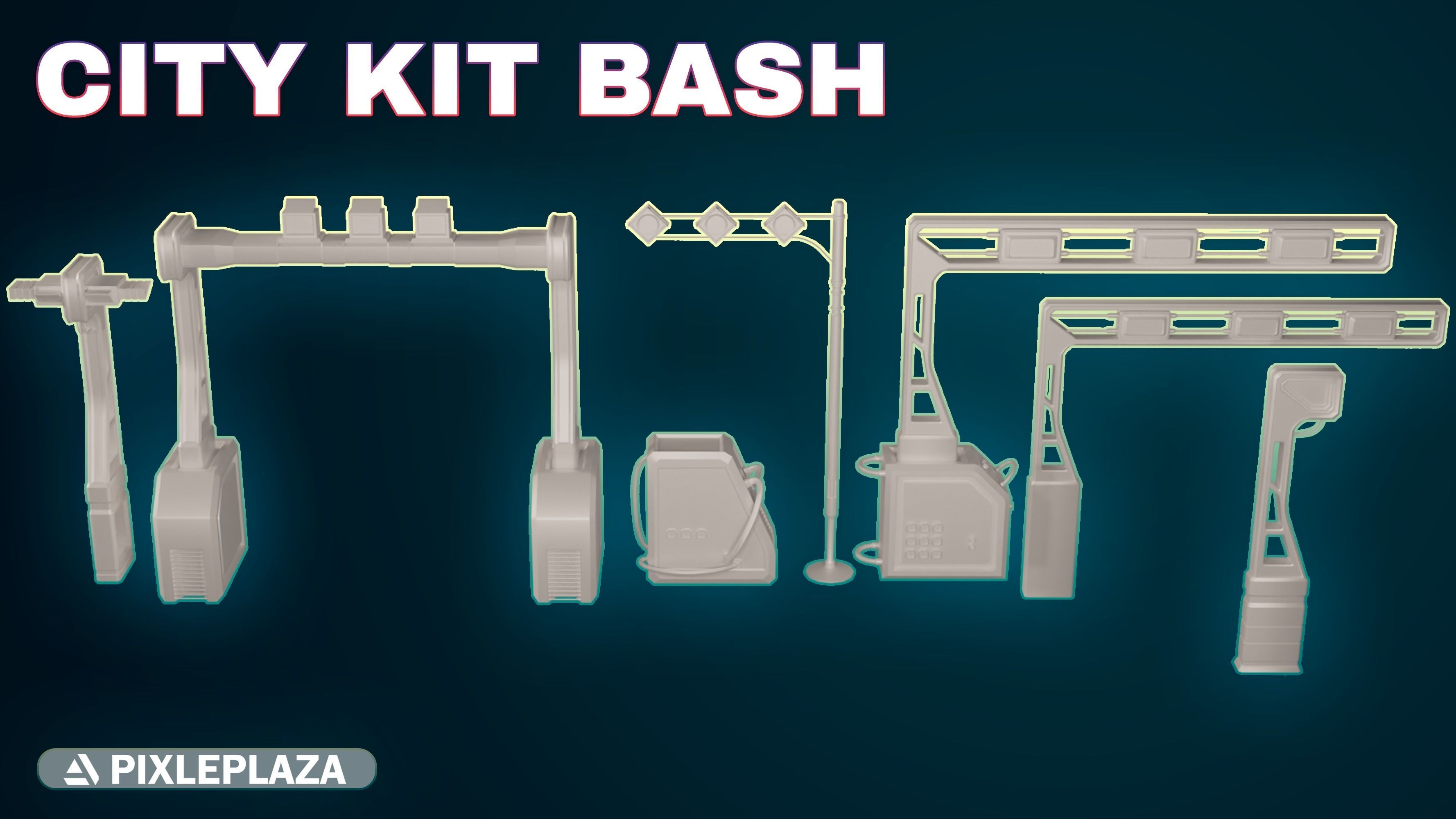 3D model 50 SCI-FI CITY STREET KITBASH-GAME READY VR / AR / low-poly | CGTrader