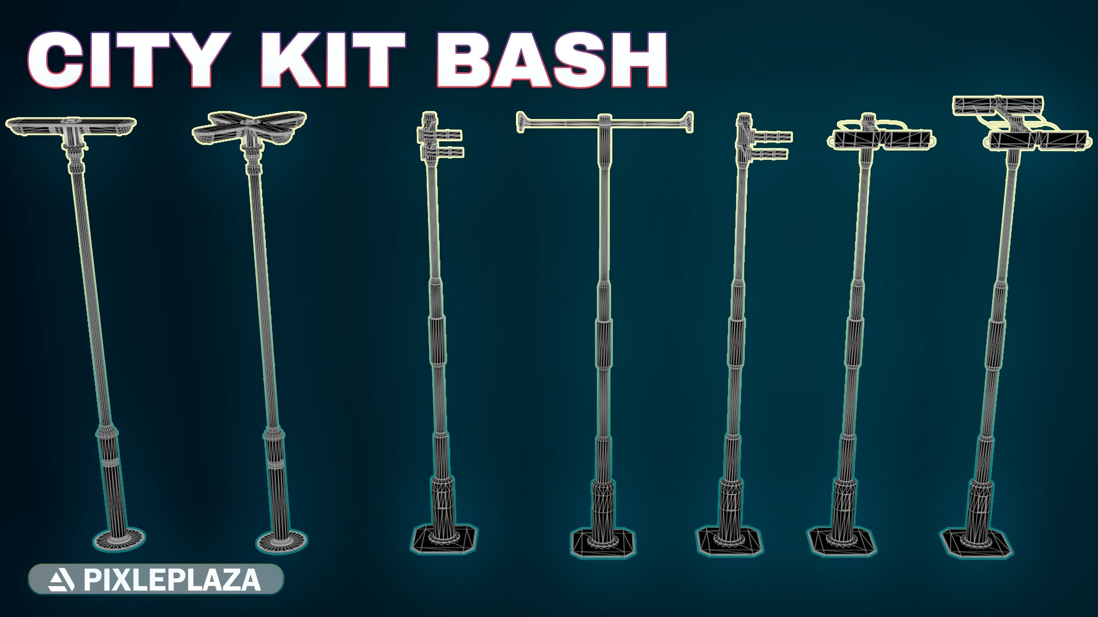 3D model 50 SCI-FI CITY STREET KITBASH-GAME READY VR / AR / low-poly | CGTrader