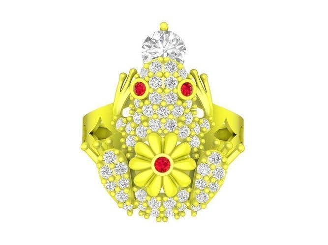 7091 fengshui diamond toad ring for women 3D model 3D printable | CGTrader