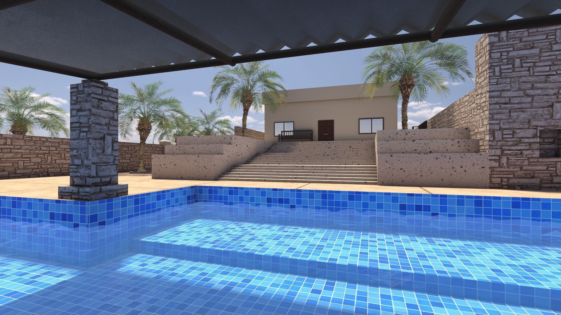 3D model Pool exterior VR / AR / low-poly | CGTrader
