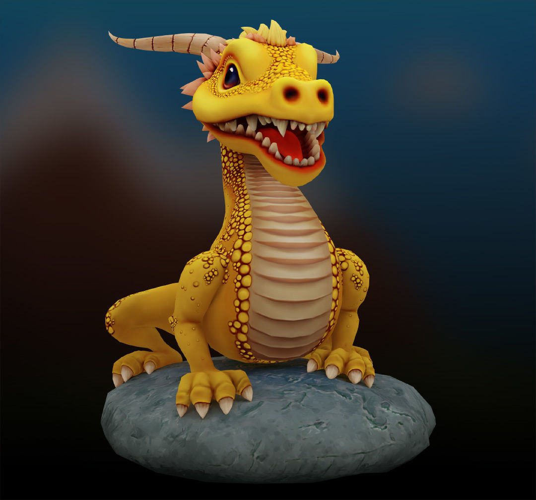 3D model small wingless dragon VR / AR / low-poly | CGTrader
