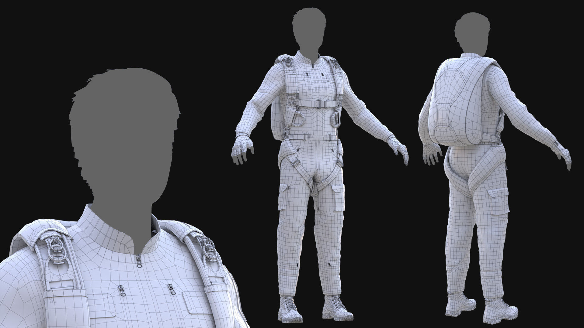 3D model Male Skydiving Suit VR / AR / low-poly | CGTrader