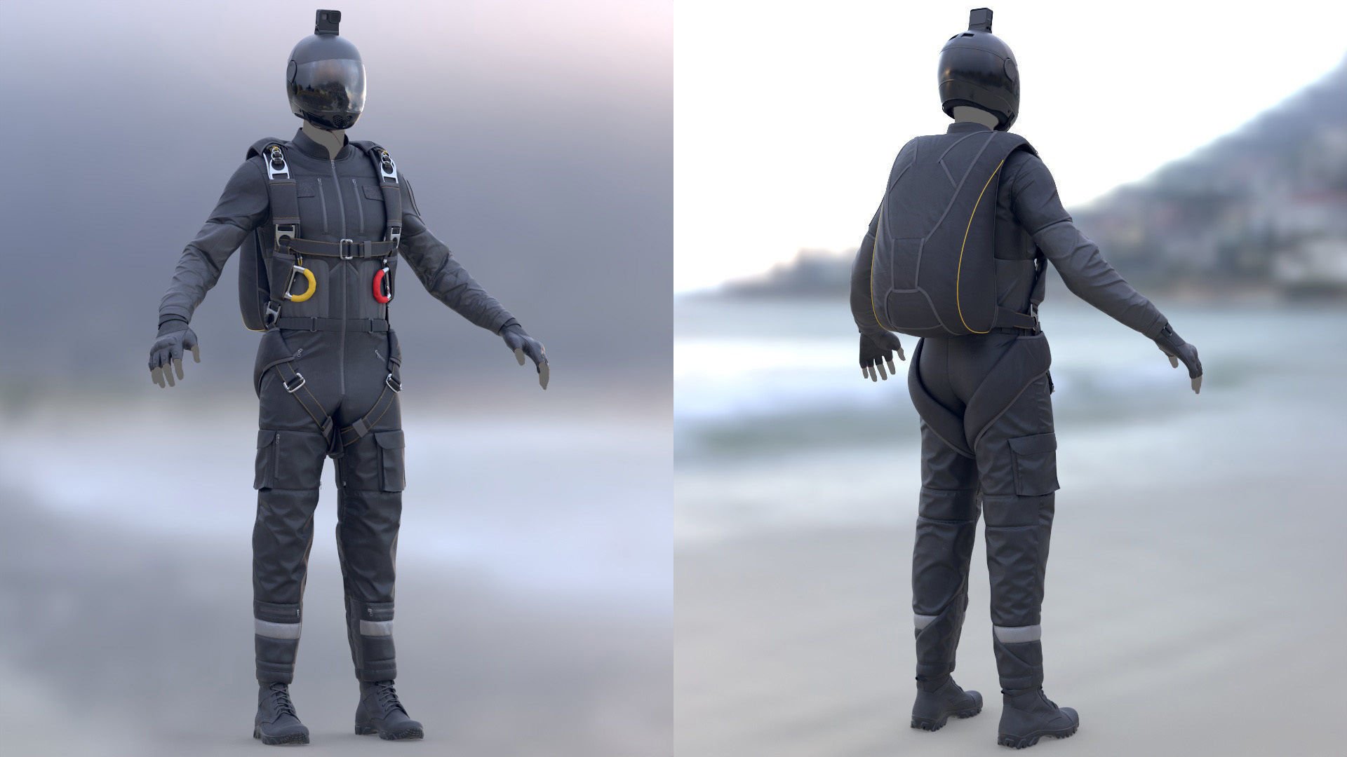 3D model Male Skydiving Suit VR / AR / low-poly | CGTrader