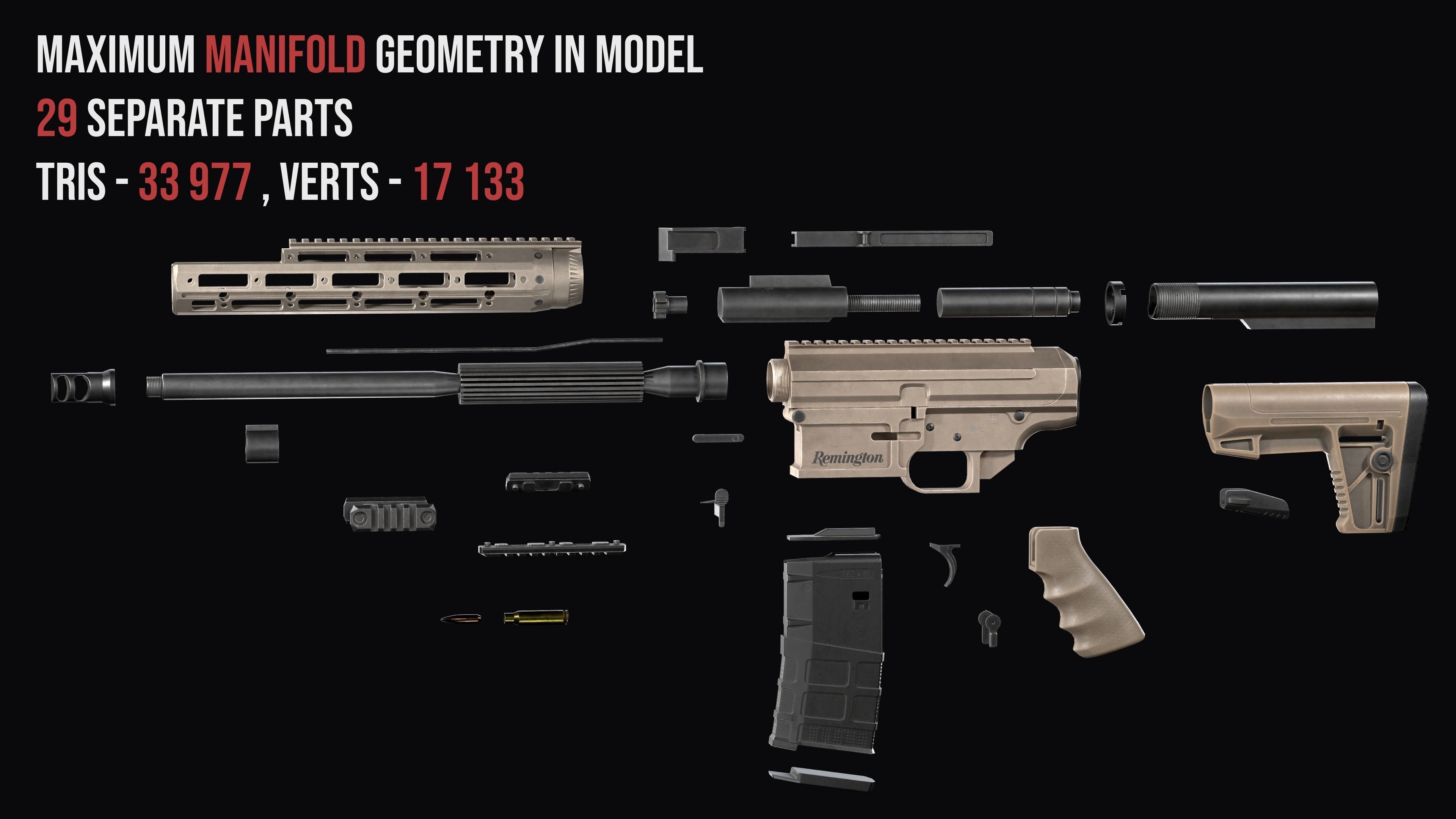 3D Model Collection Modular Modern Sniper Rifles gun Weapon Pack VR ...