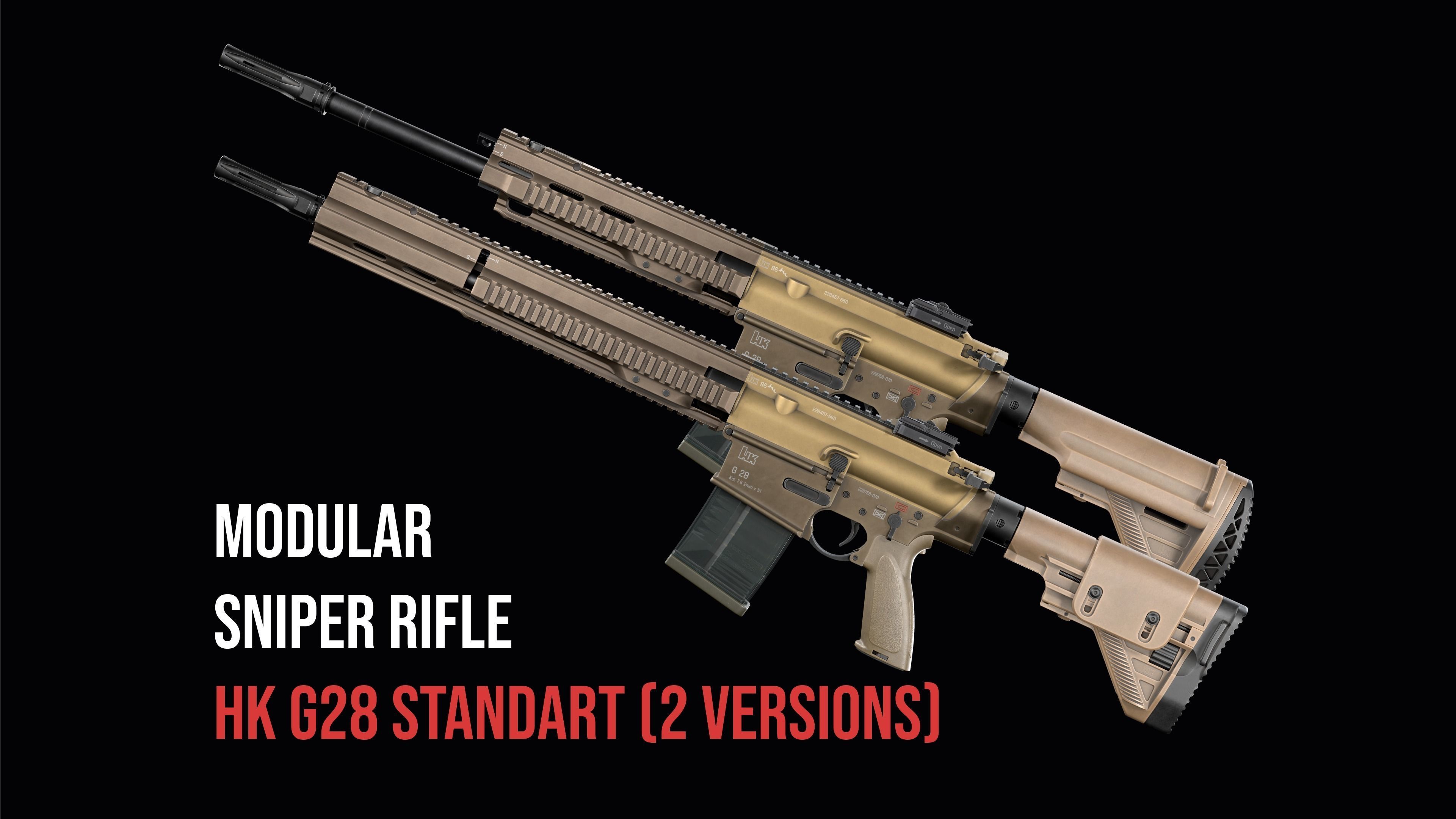 3D Model Collection Modular Modern Sniper Rifles gun Weapon Pack VR ...