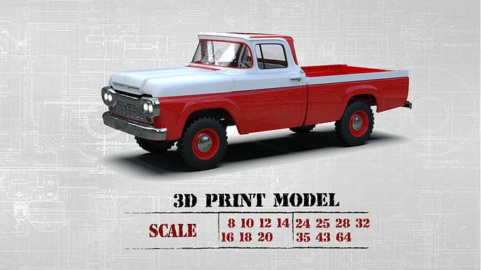 Printable STL Regular cab F Series F100 old Pickup F250 3D model 3D ...