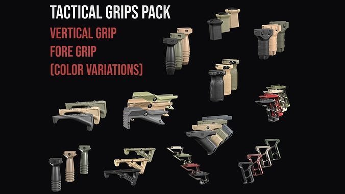 3D Model Collection Tactical forward vertical grips pack VR / AR / low ...