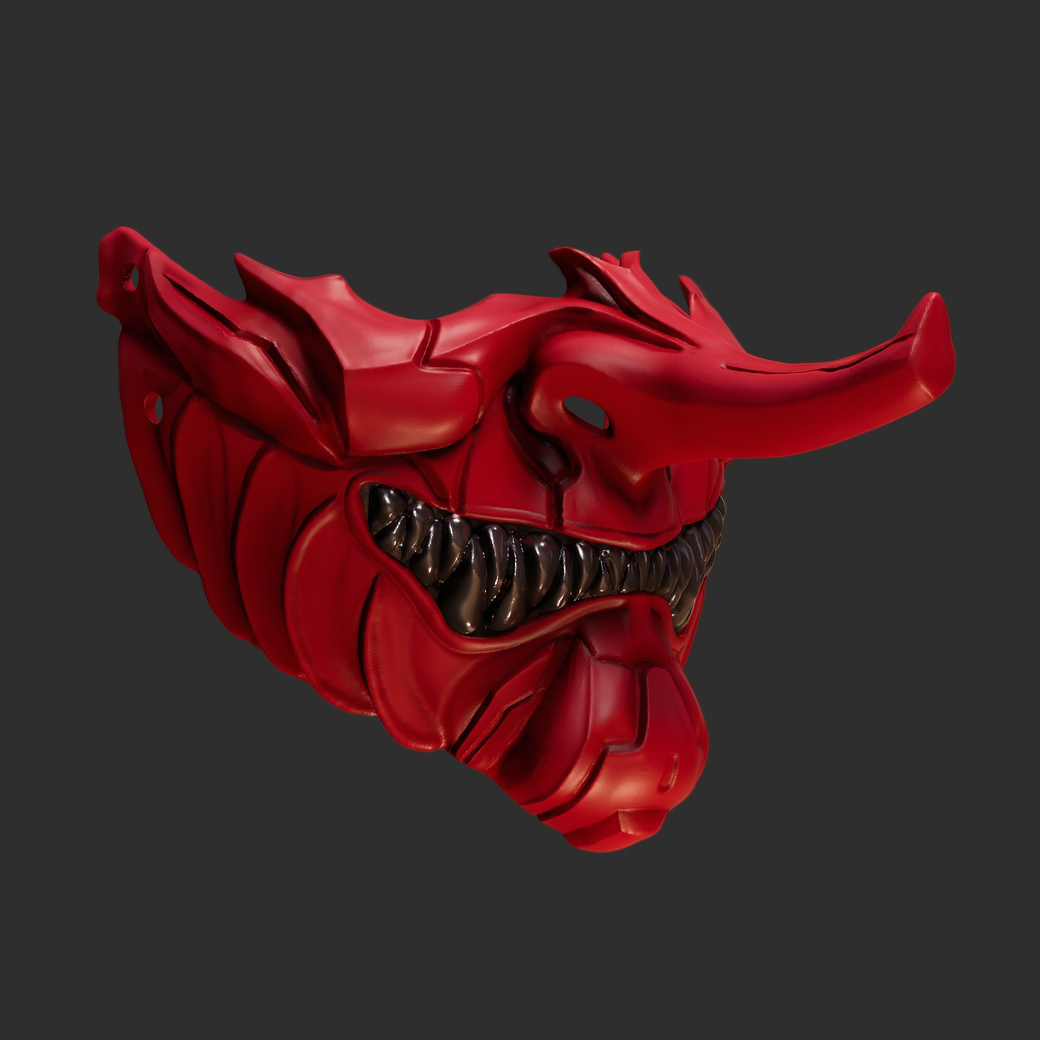 Tengu Half Face Oni Mask 16 Demon 3D model 3D printable | CGTrader