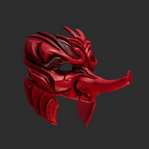 Tengu Half Face Oni Mask 16 Masquerade 3D model 3D printable | CGTrader
