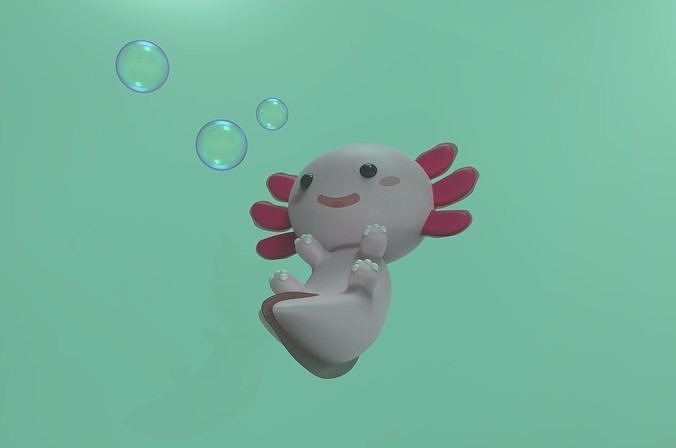 Cute Axolotl 3D model 3D printable | CGTrader