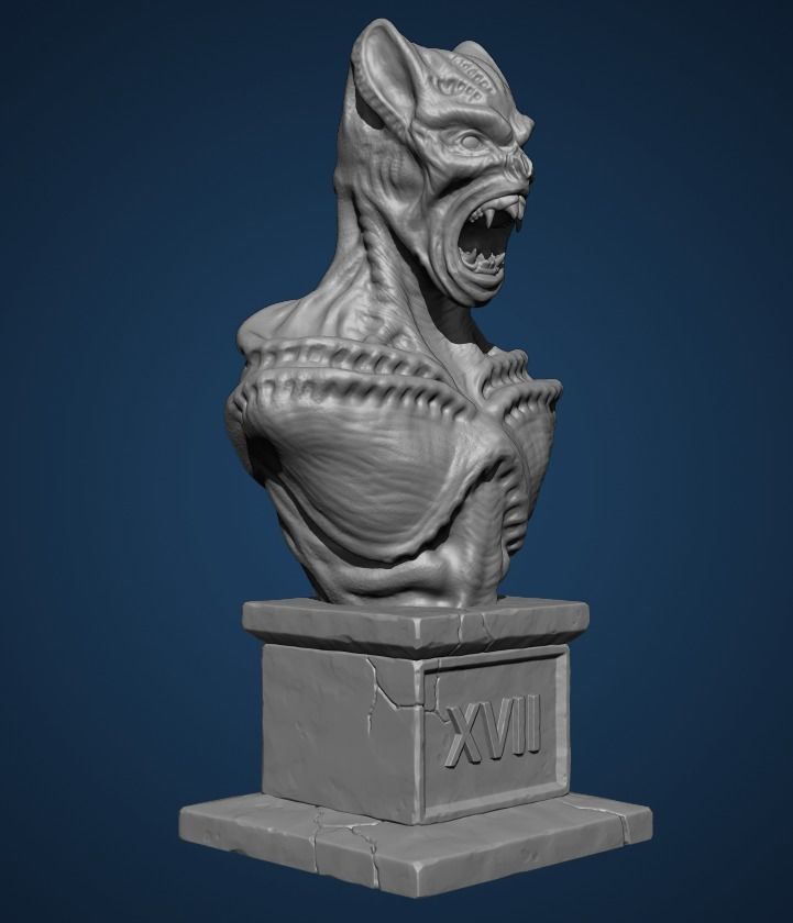 Bat Creature Bust for 3D Print 3D model 3D printable | CGTrader
