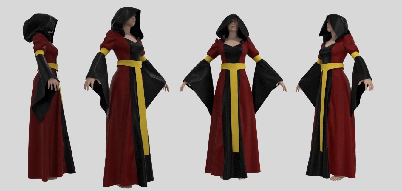 Medieval Lady Female Dress Magic 3D model rigged | CGTrader