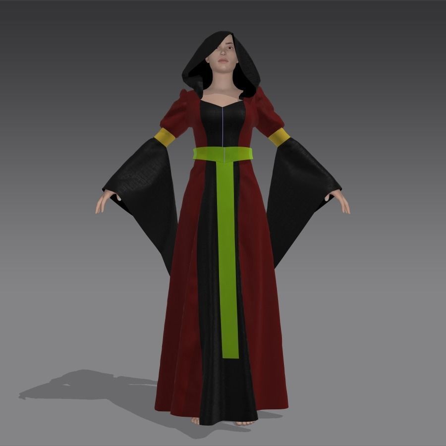 Medieval Lady Female Dress Magic 3D model rigged | CGTrader