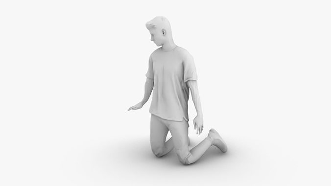 Boy Kneeling 3D model 3D printable | CGTrader