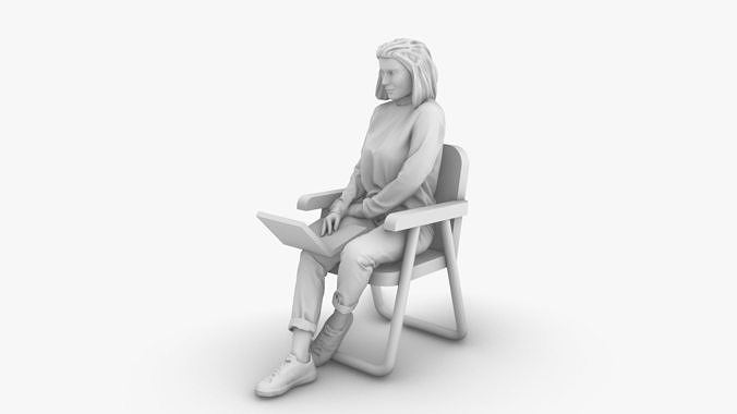 Woman with computer 3D model 3D printable | CGTrader