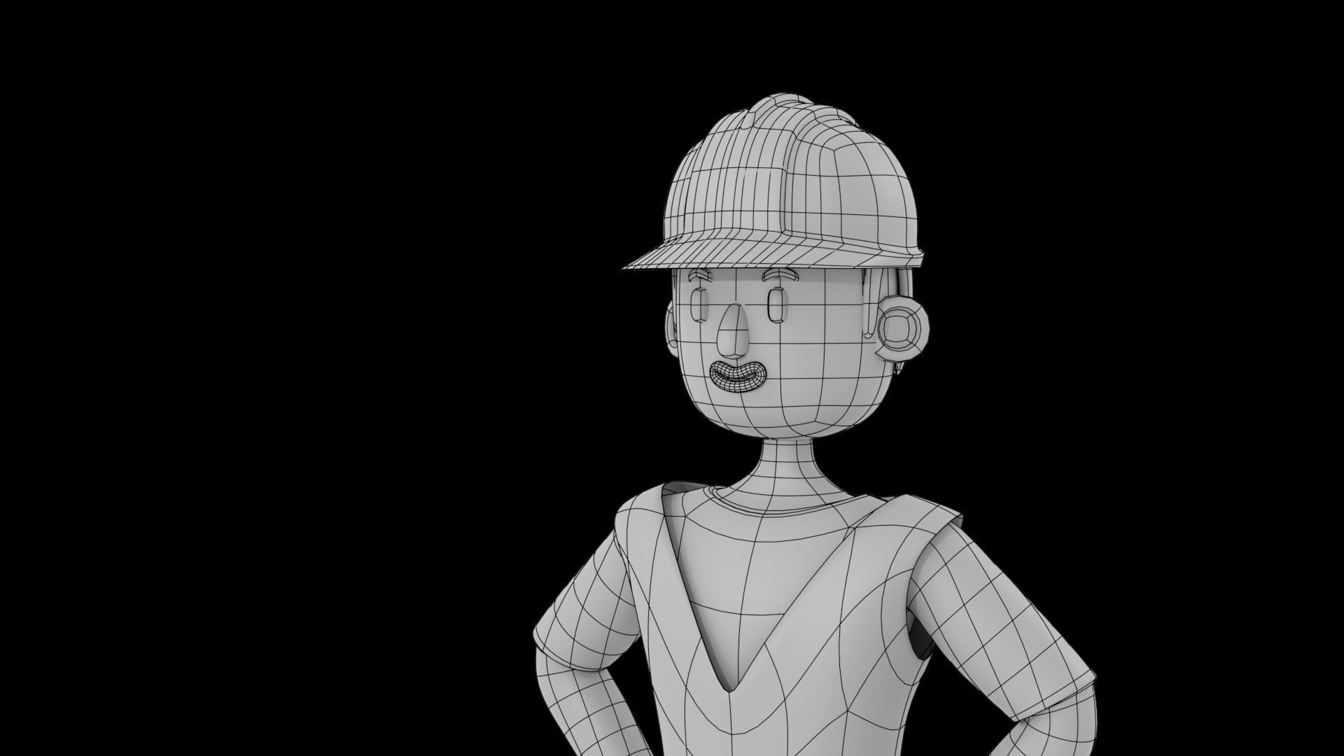 3D model Male Cartoon Worker Builder Character VR / AR / low-poly ...