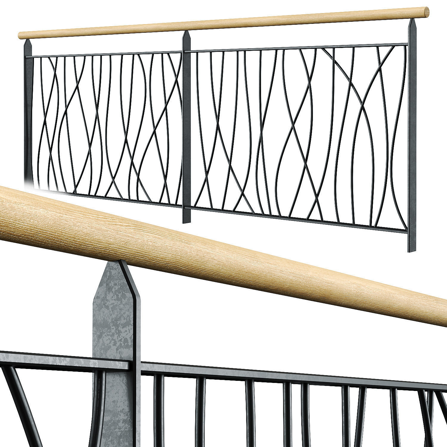 Set of modern railings 2 3D model | CGTrader
