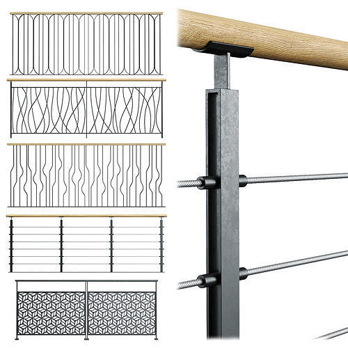 Set of modern railings 2 3D model | CGTrader