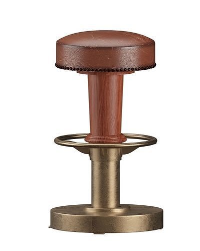 1930S SODA FOUNTAIN LEATHER BAR COUNTER STOOL 3D model | CGTrader