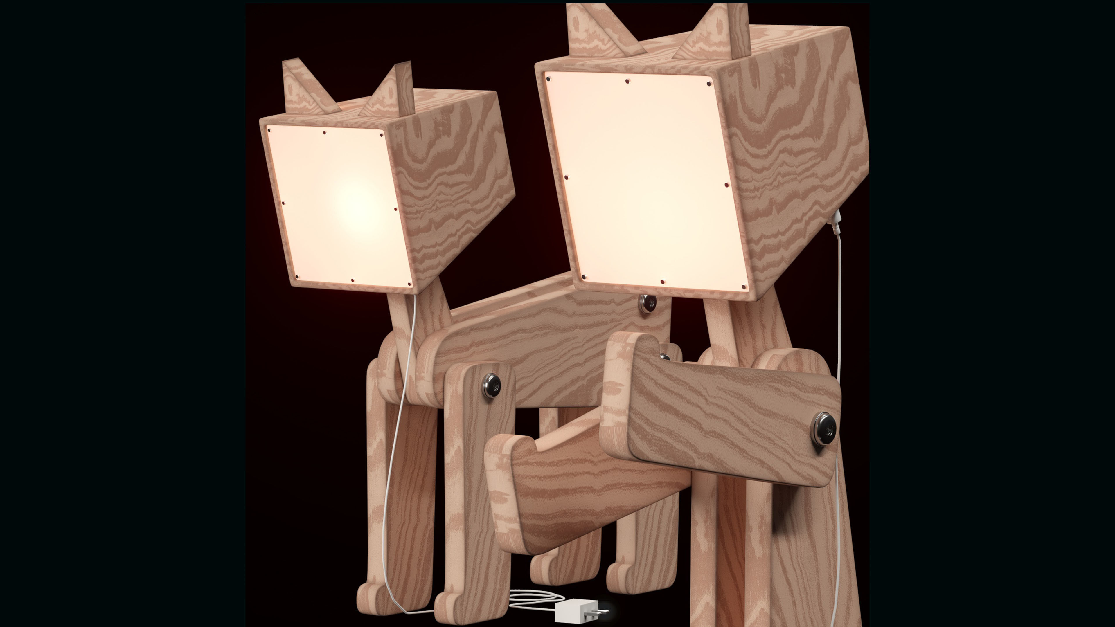 HROOME WOODEN CAT LAMP 3D model | CGTrader