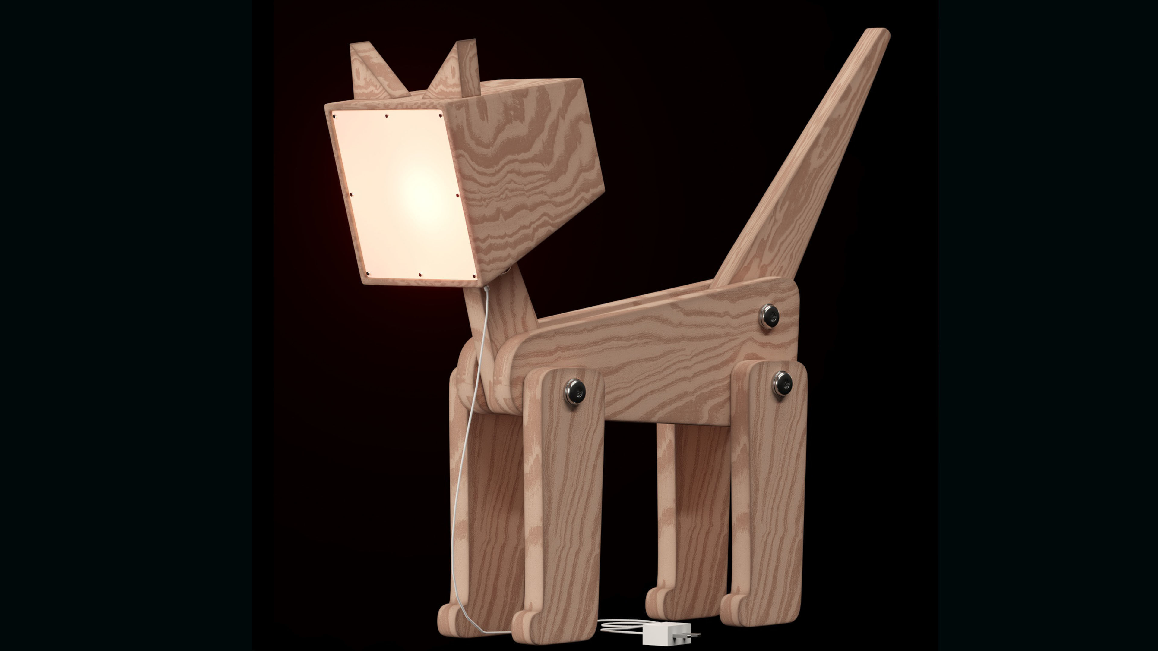 HROOME WOODEN CAT LAMP 3D model | CGTrader