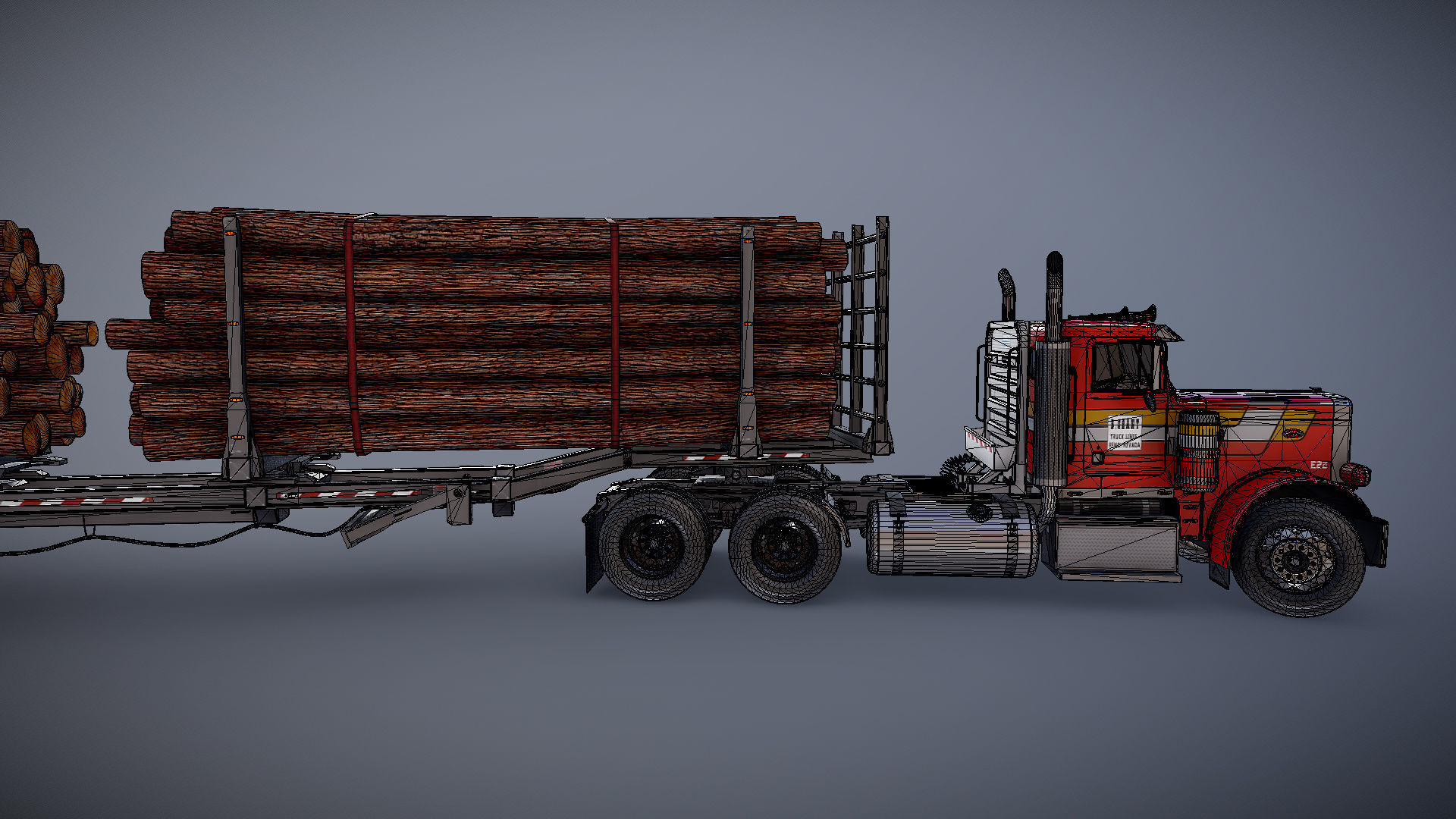 3D model Peterbilt 359 logger truck VR / AR / low-poly | CGTrader