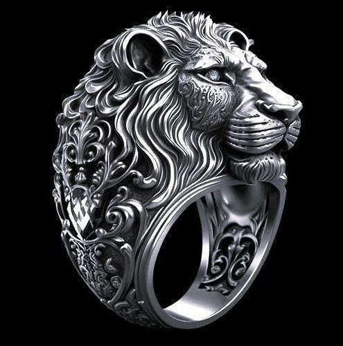 Lion Ring 3D model 3D printable | CGTrader